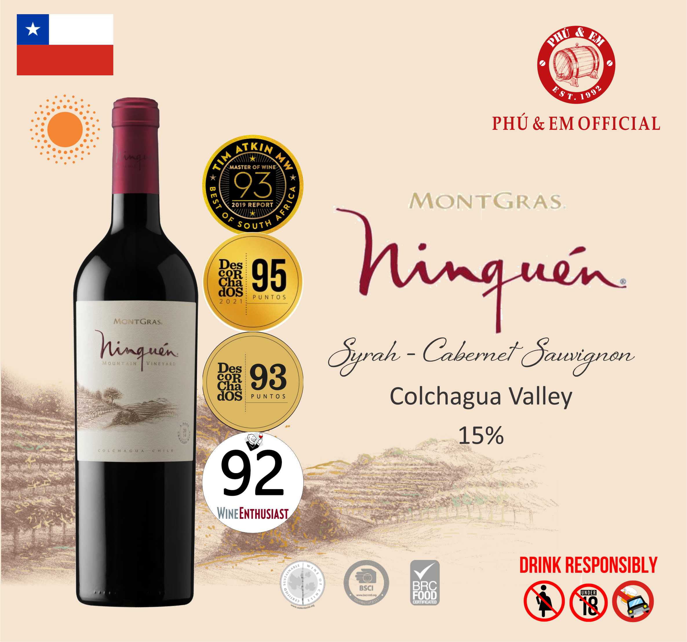 Rượu Vang Đỏ Chile MontGras Ninquen – PHU EM FOOD & WINE