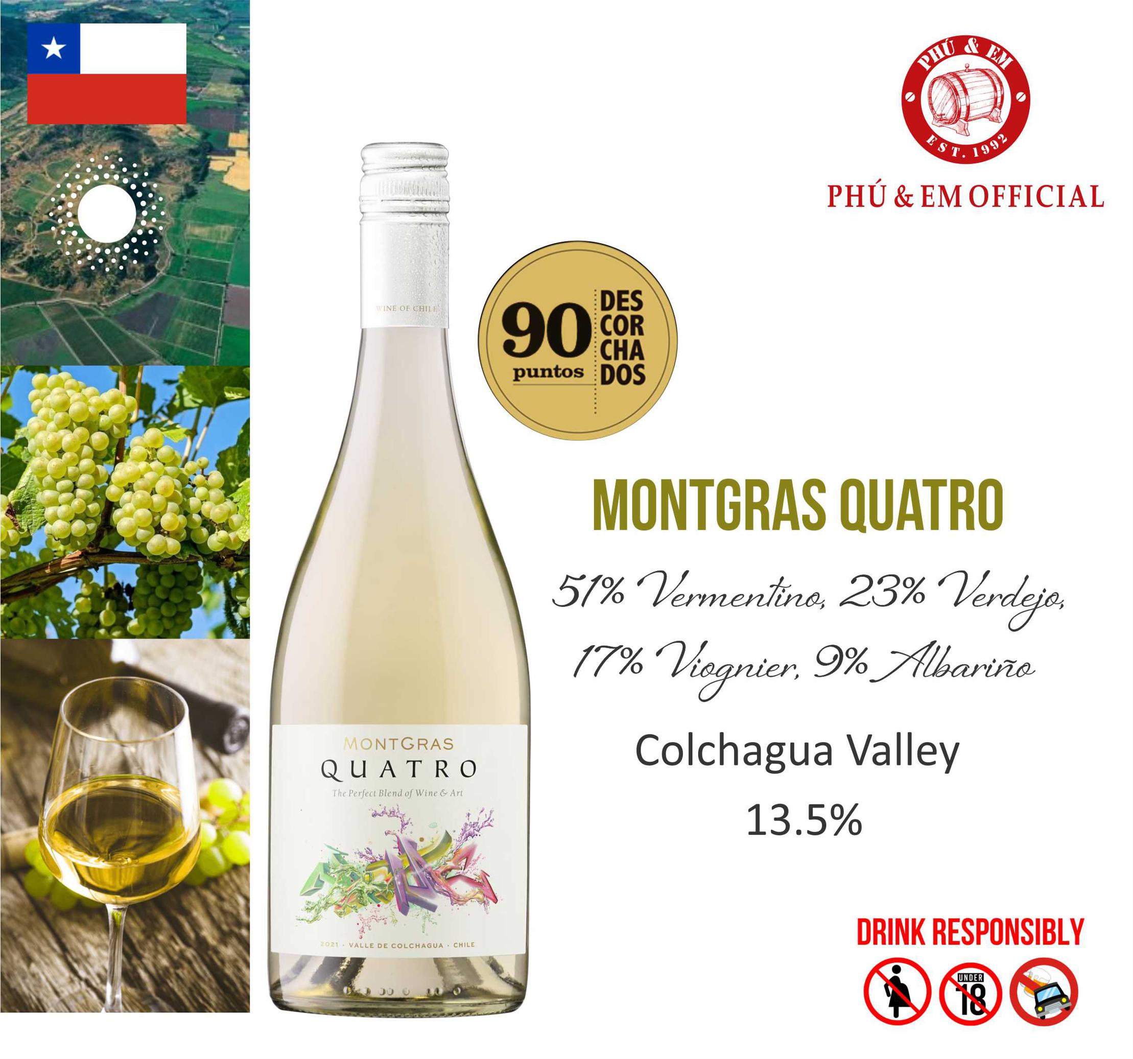 Rượu Vang Trắng Chile MontGras Quatro – PHU EM FOOD & WINE