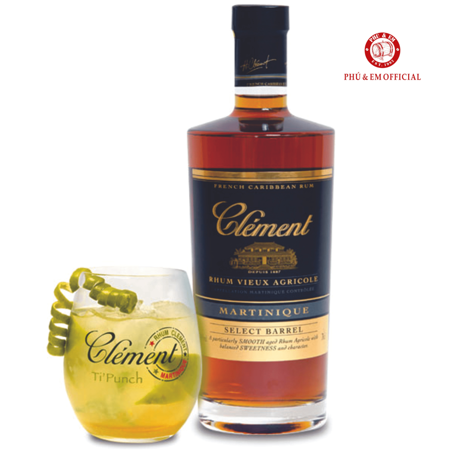 Rượu Mạnh Clement RHUM VIEUX 40° 70CL SELECT BARREL – PHU EM FOOD & WINE