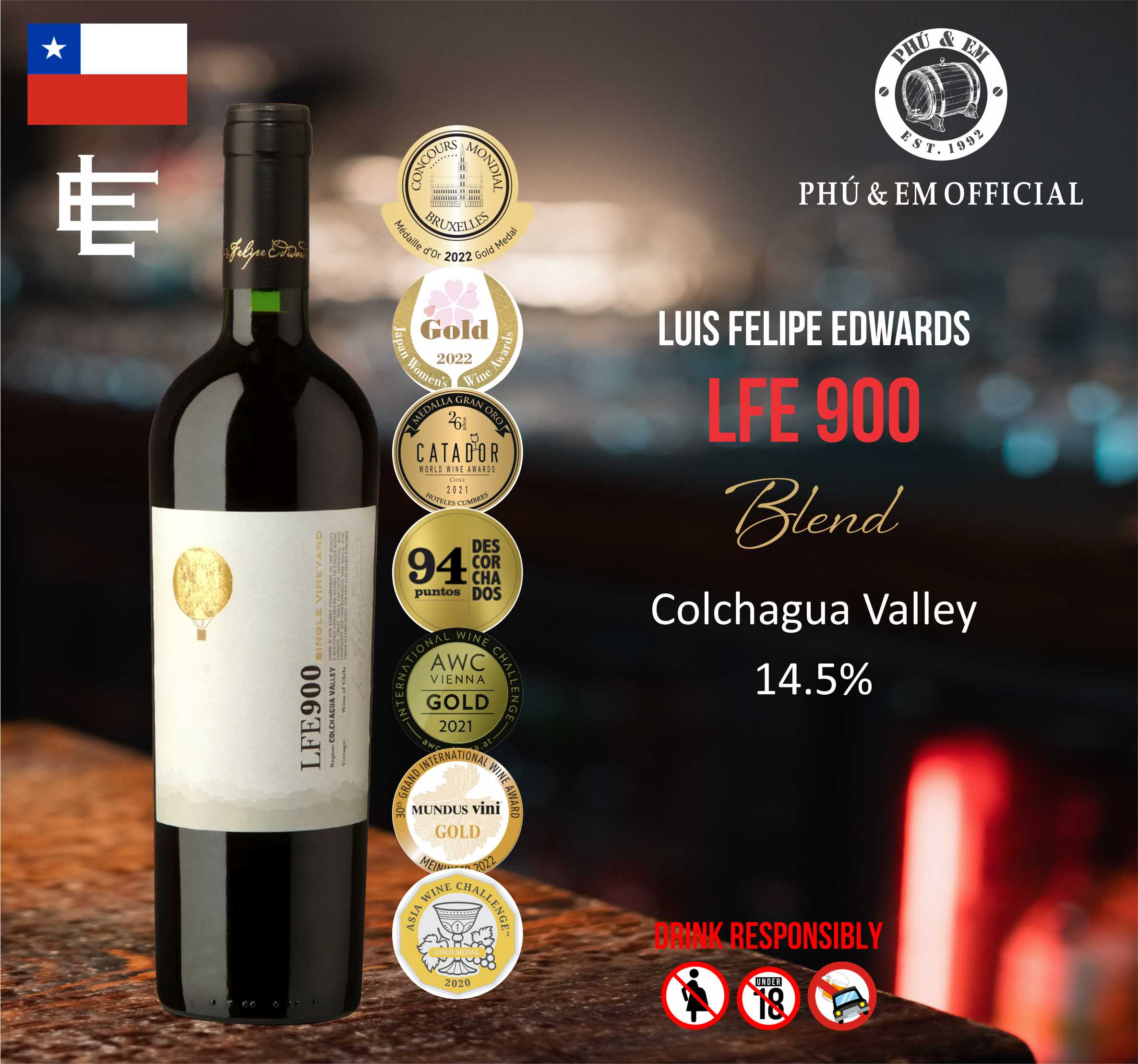 Rượu Vang Đỏ Chile Luis Felipe Edwards LFE900 Single Vineyard – PHU EM ...